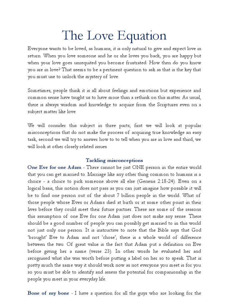 The Love Equation | PDF | Adam | Love