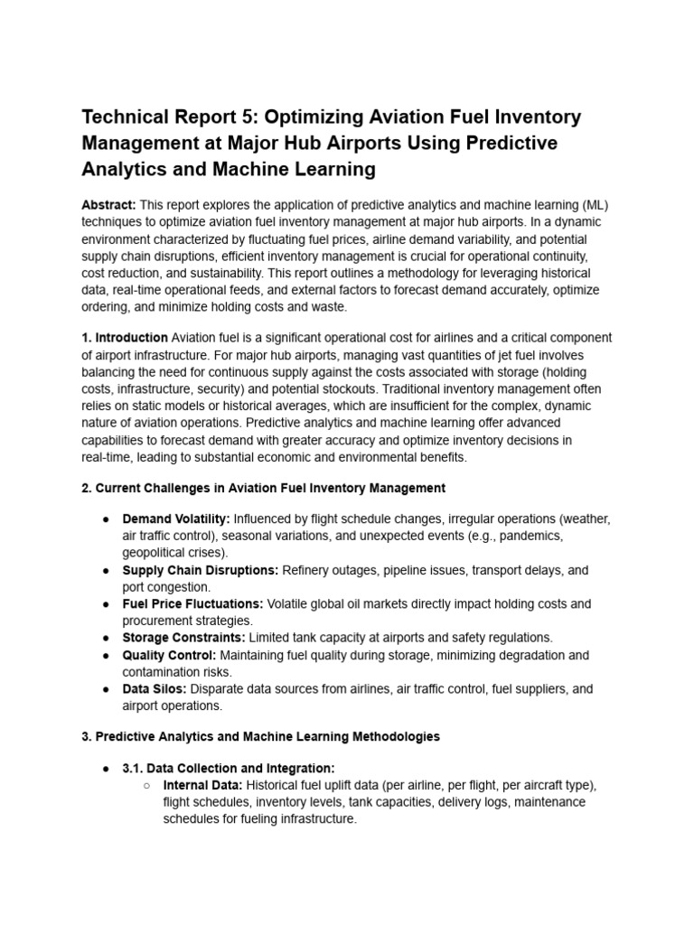 Optimizing Aviation Fuel Inventory Management at Major Hub Airports | PDF | Machine Learning ...