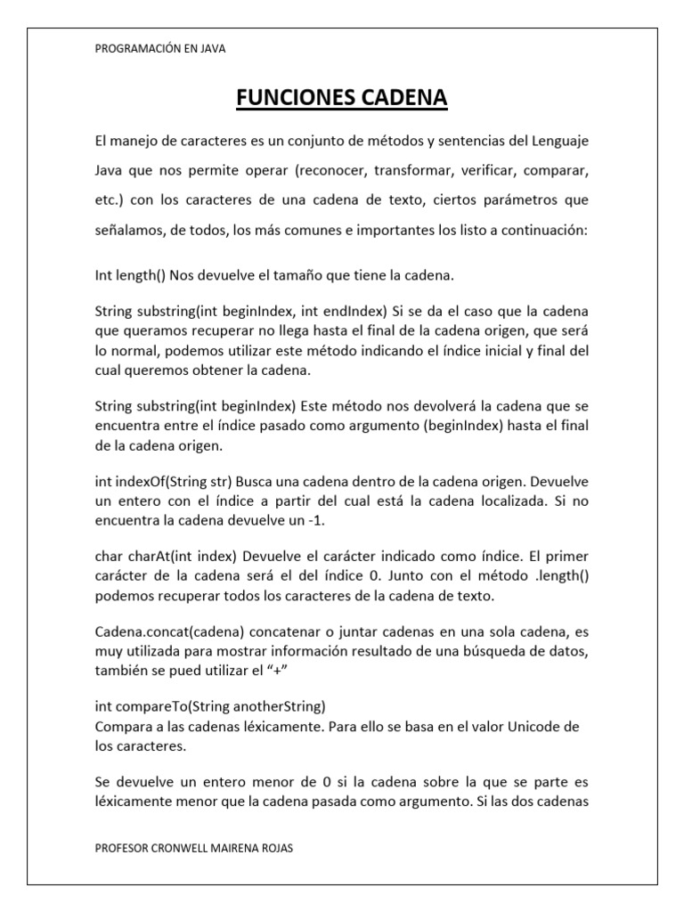 16 - Funciones Cadena | PDF