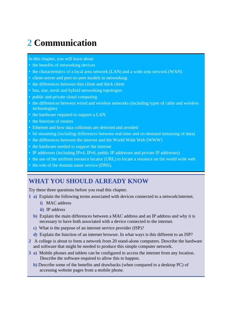 02 Communication and Network Hodders | PDF | Computer Network | Client–Server Model