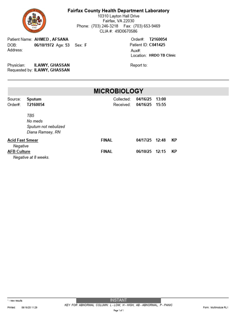 Microbiology: Fairfax County Health Department Laboratory | PDF