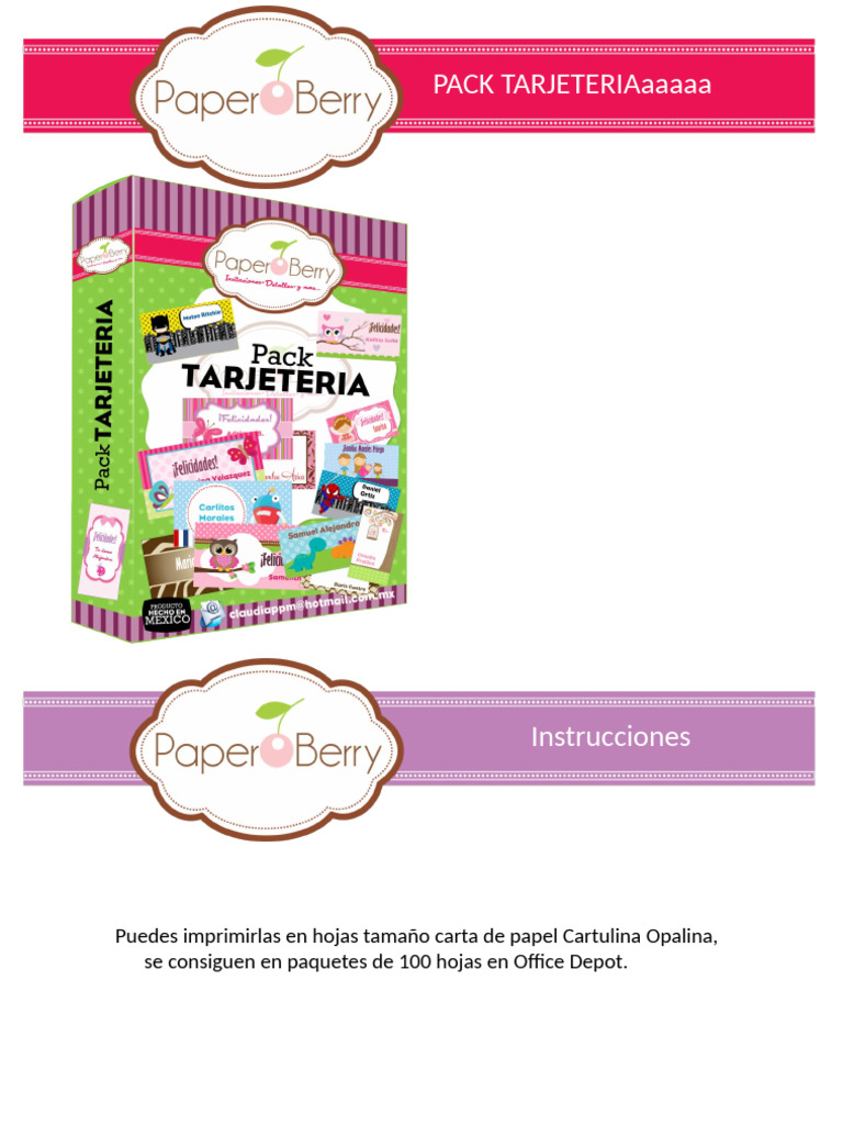 Pack Tarjeteria | PDF