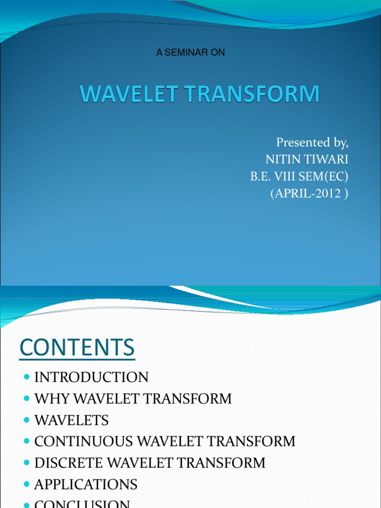 Wavelet Transform | PDF | Wavelet | Digital Signal Processing