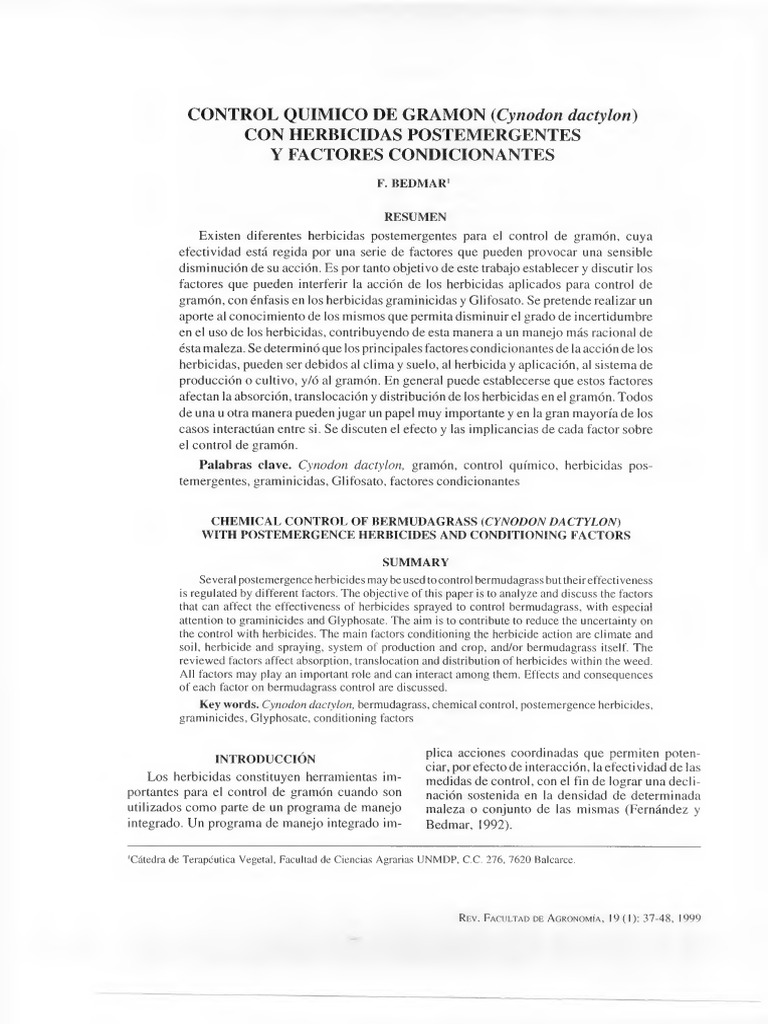 Control químico de gramón y herbicidas | PDF | Césped