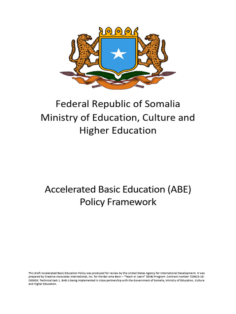 Accelerated Basic Education ABE Policy Framework Back Translation RF ...