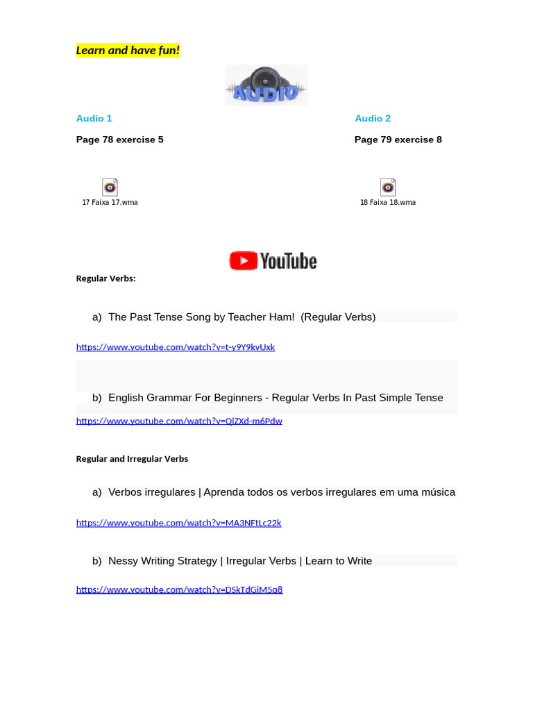 Learn Irregular Verbs Through Music | PDF