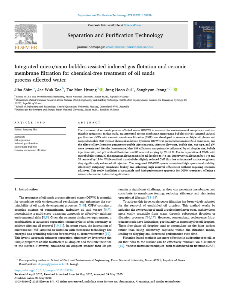 Recent Advances in Jameson Flotation Cell | PDF | Membrane | Carbon Dioxide