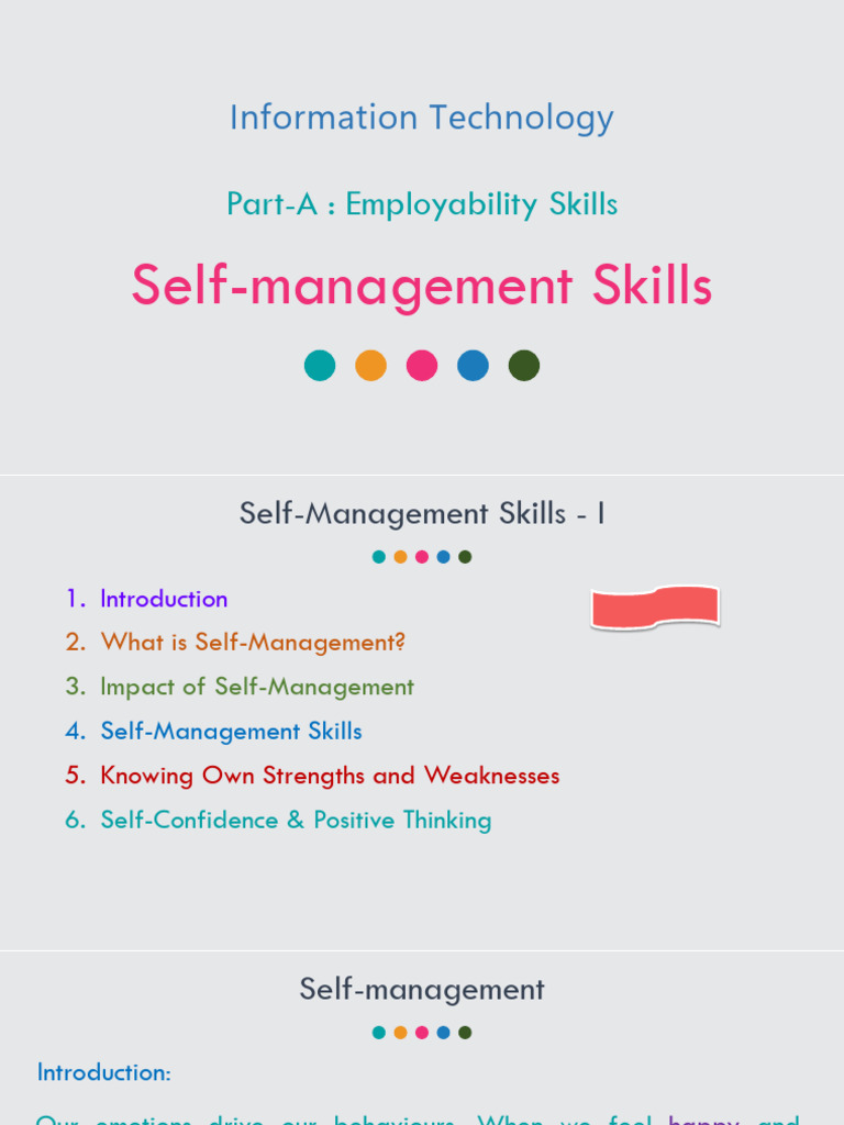 Essential Self-Management Skills Guide | PDF | Stress (Biology ...