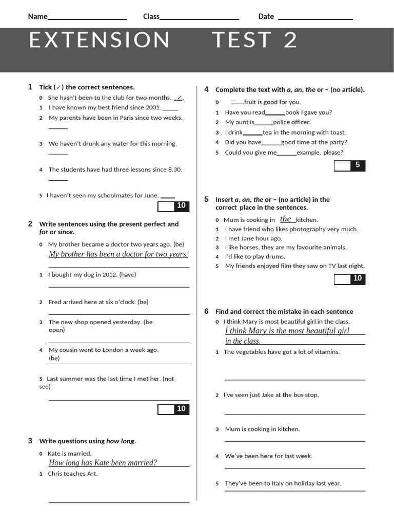 Think Level 2 Extension Test 2 | PDF