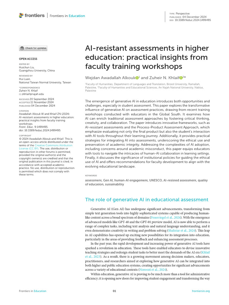 AI-resistant Assessments in Higher Education Pract | PDF | Artificial ...