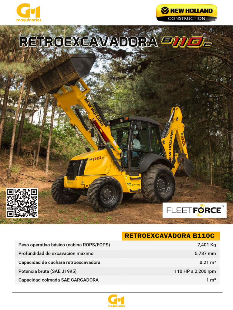 Ficha Técnica Retroexcavadora - b110c | PDF | Vehículo de motor | Tecnología de vehículos