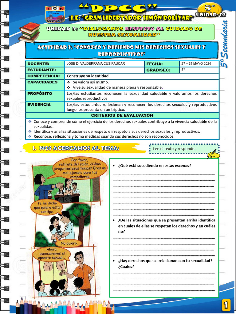 5° DPCC - Actv.03-Unid.3 2024 | PDF | Control de la natalidad | La sexualidad humana