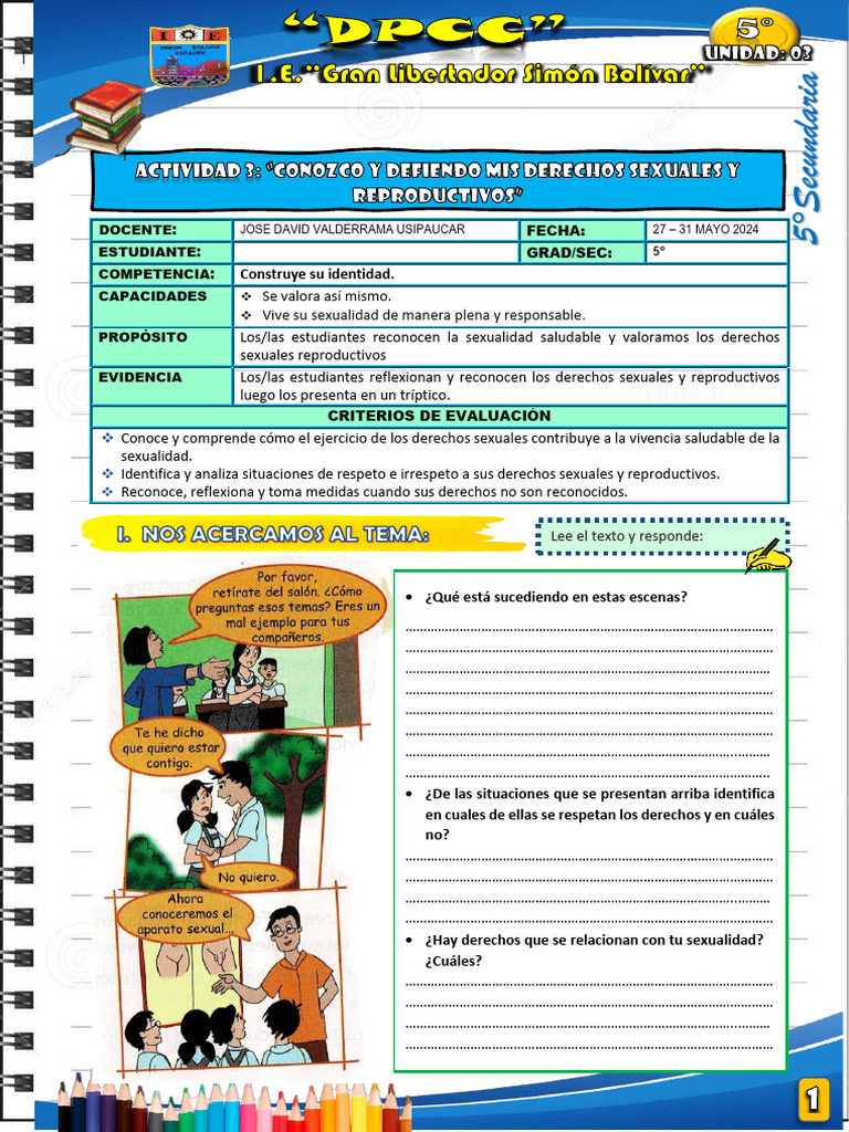 5° DPCC -ACTV.03-UNID.3 2024.docx | PDF | Control de la natalidad | La sexualidad humana