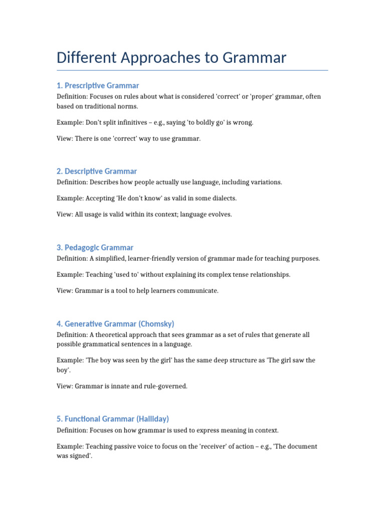 Approaches To Grammar | PDF