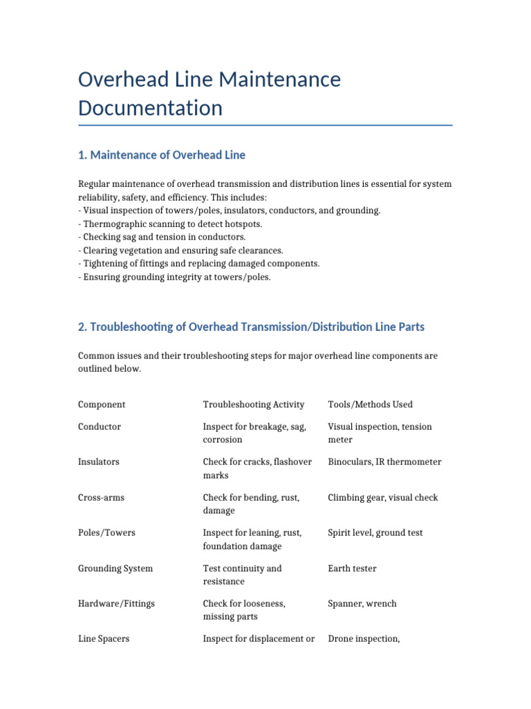 Overhead Line Maintenance Guide | PDF | Transformer | Insulator ...