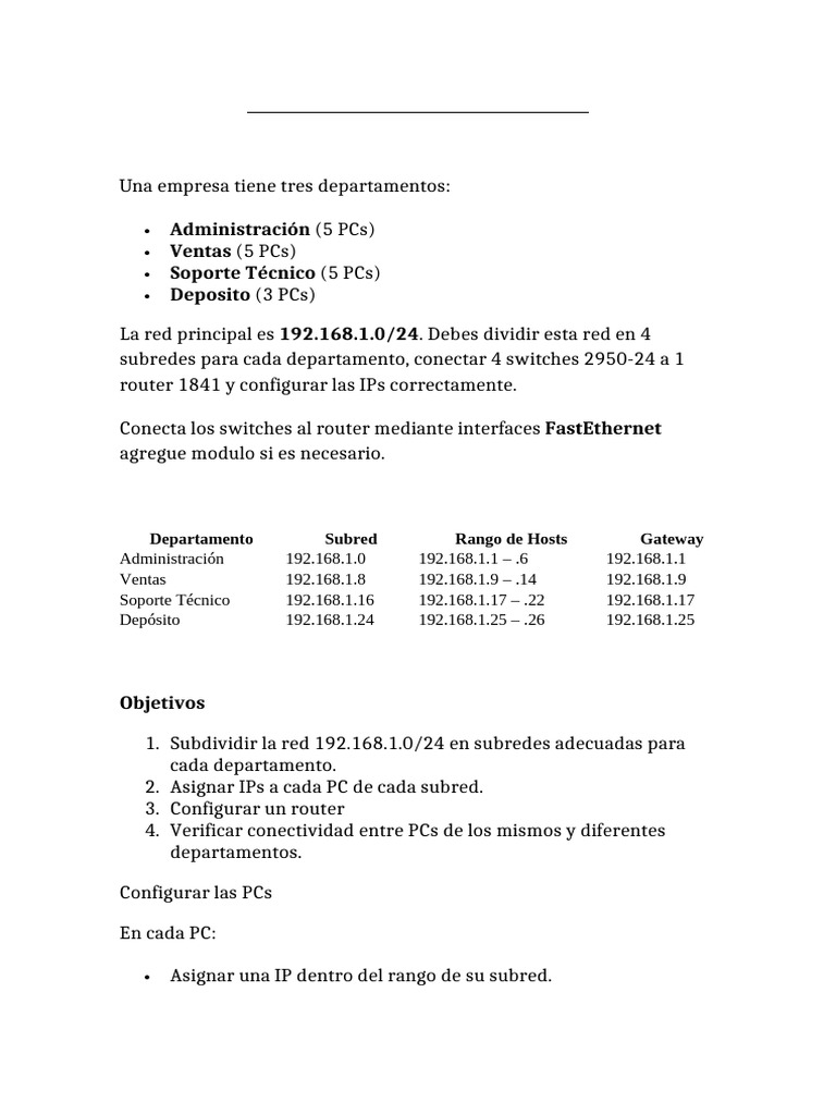 Ejercicio Subredes | PDF