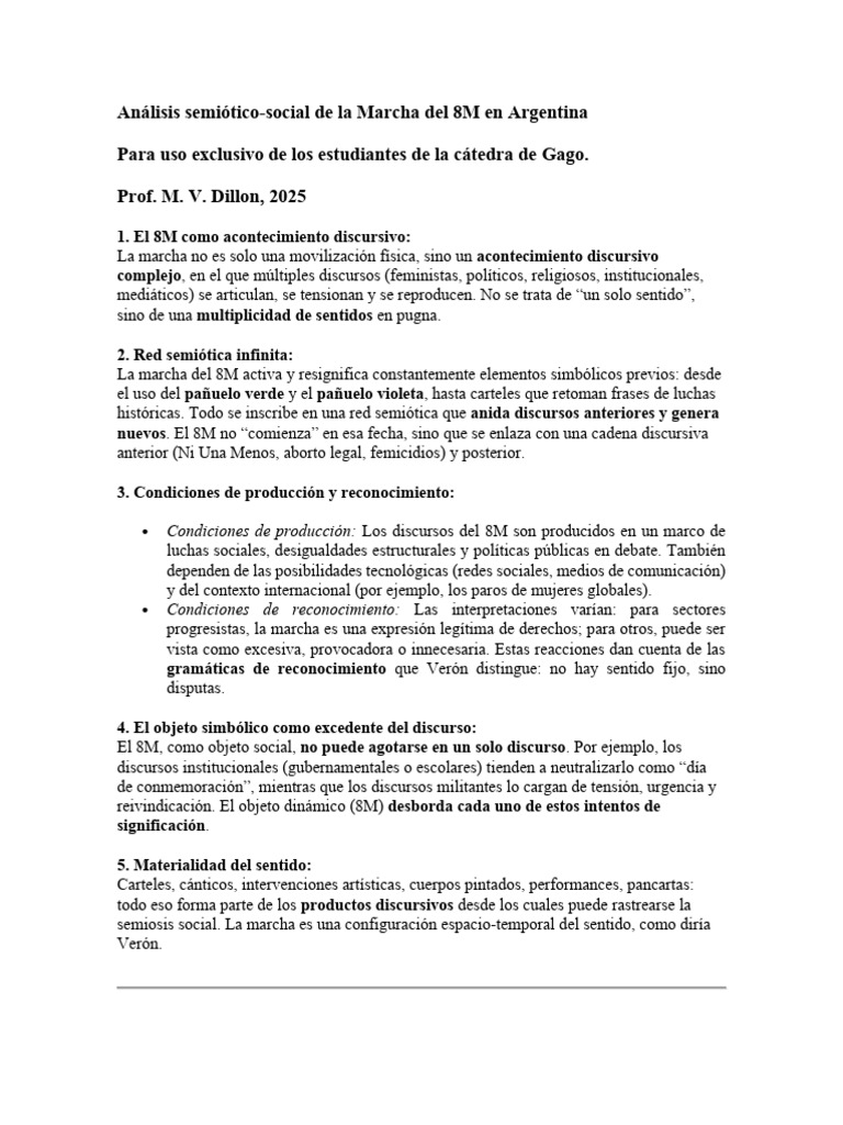 Veron Análisis Semiótico de La Marcha Del 8 de Mayo | PDF | Semiótica ...