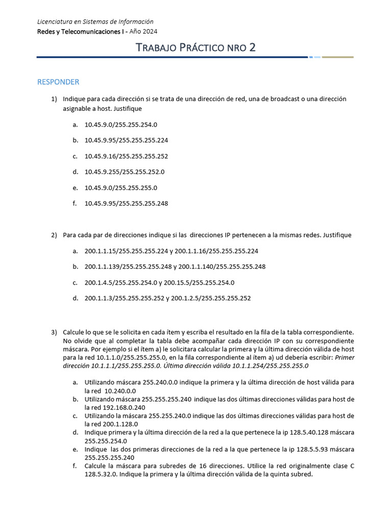 tp2 2024 | PDF | Dirección IP | Arquitectura de internet