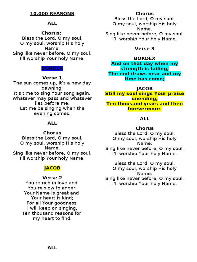 Reasons Lyrics | PDF