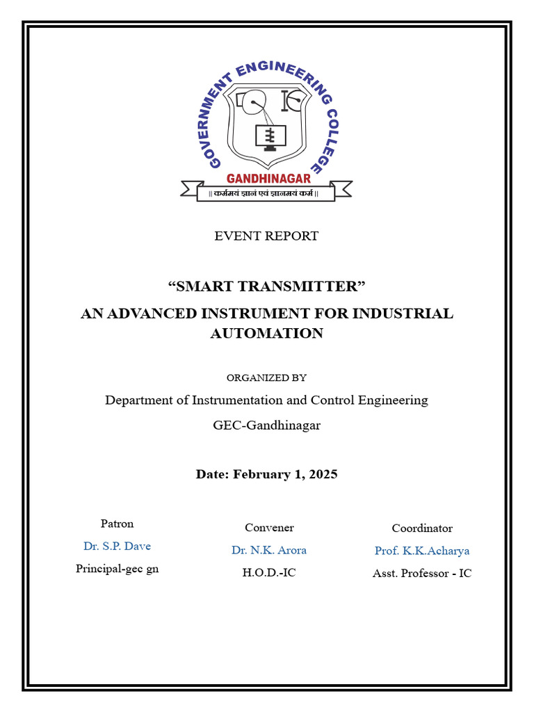 Smart Transmitter Report | PDF | Instrumentation | Monitoring (Medicine)