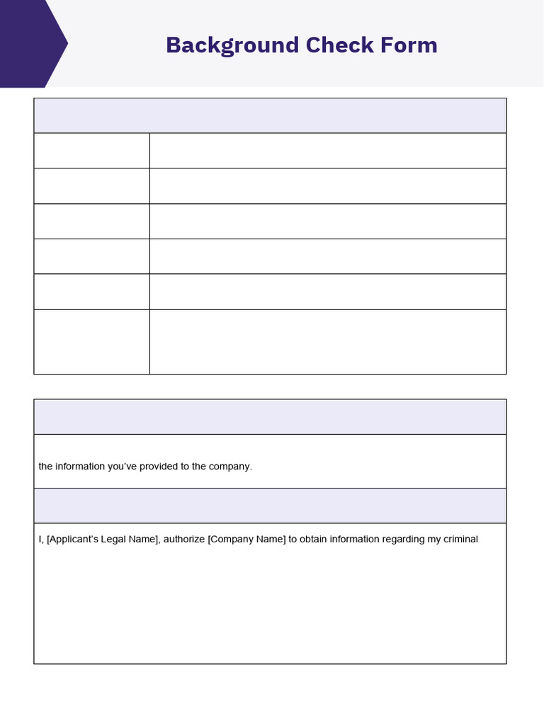 Background Check Form Template | PDF