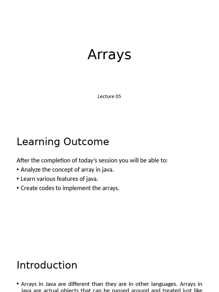 OOPs - Lecture 05 - Arrays | PDF