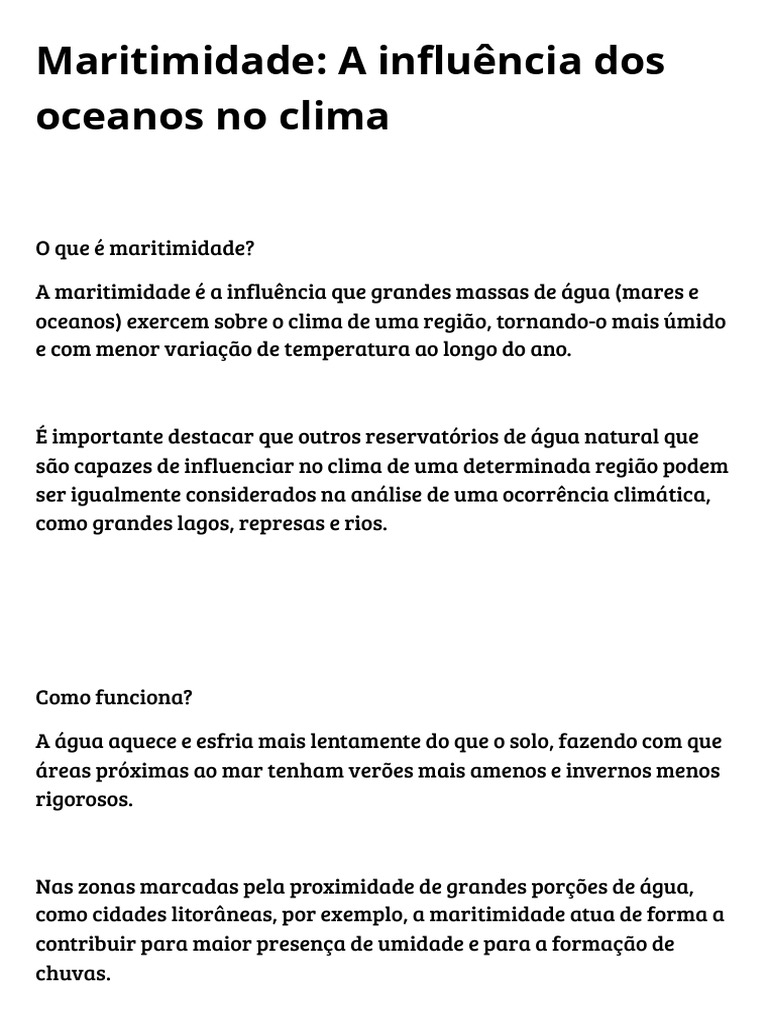 Maritimidade A Influência Dos Oceanos No Clima | PDF