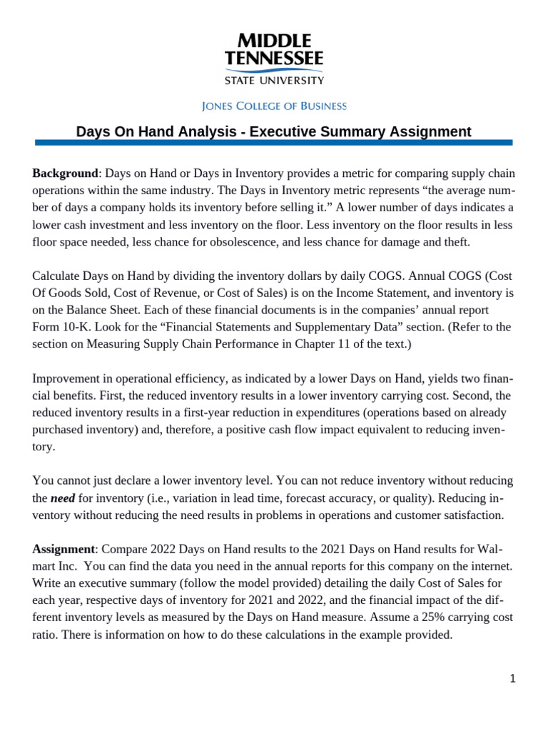 Inventory Writing Assignment Instructions-2022 | PDF | Inventory | Cost ...