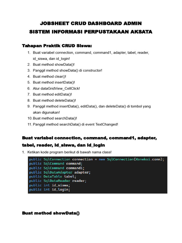 Jobsheet CRUD Admin Perpustakaan XI RPL | PDF