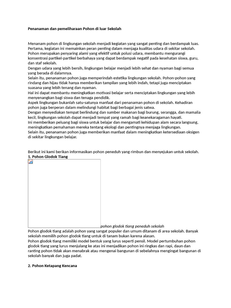 Penanaman Dan Pemeliharaan Pohon Di Luar Sekolah | PDF