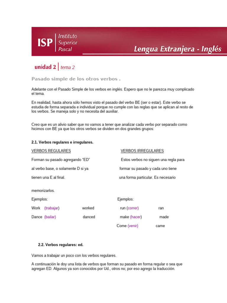 Unidad 2 - Tema 2 | PDF | Verbo