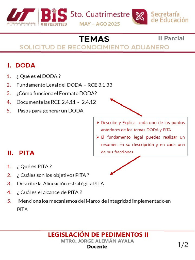 LESGISLACIÓN DE PEDIMENTOS II-Parcial 2-AC. 1 | PDF