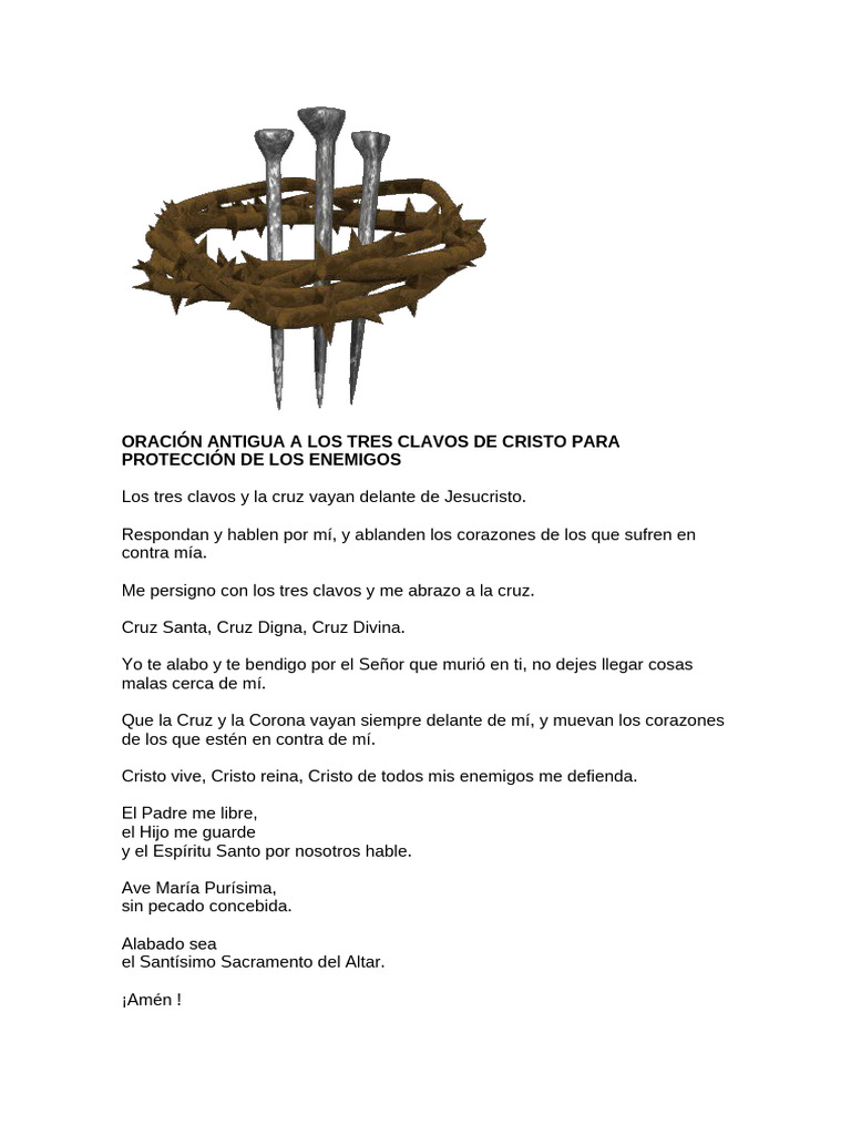 Oración de los Tres Clavos para Protección | PDF