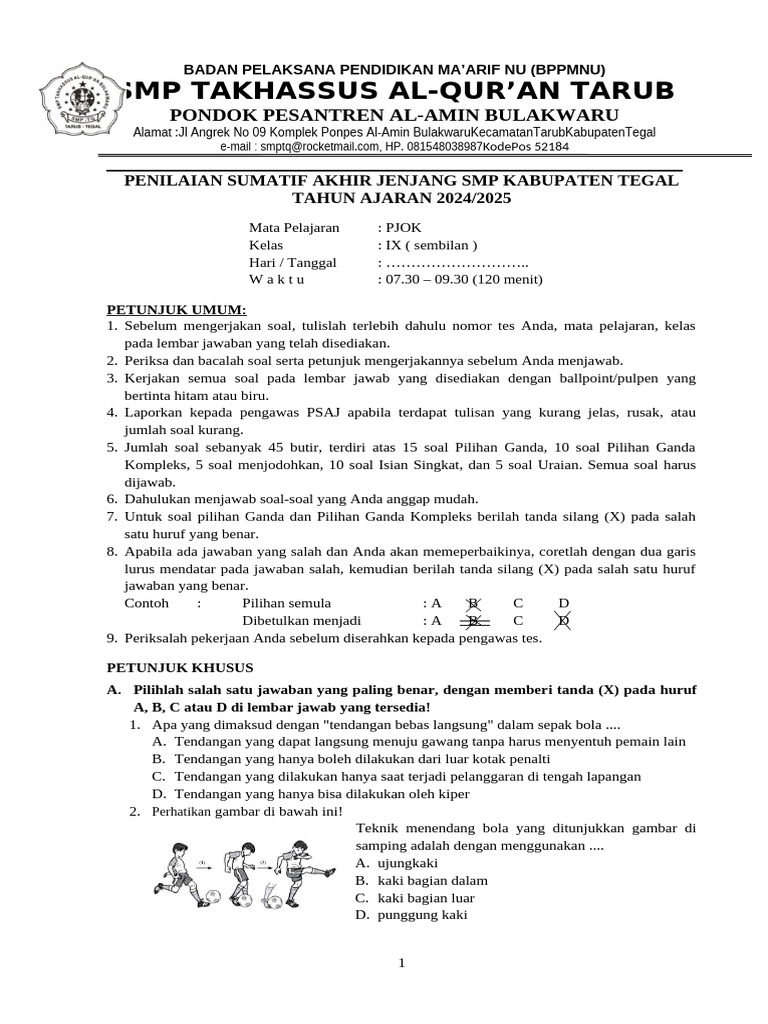 Soal Psaj Pjok 2025 | PDF