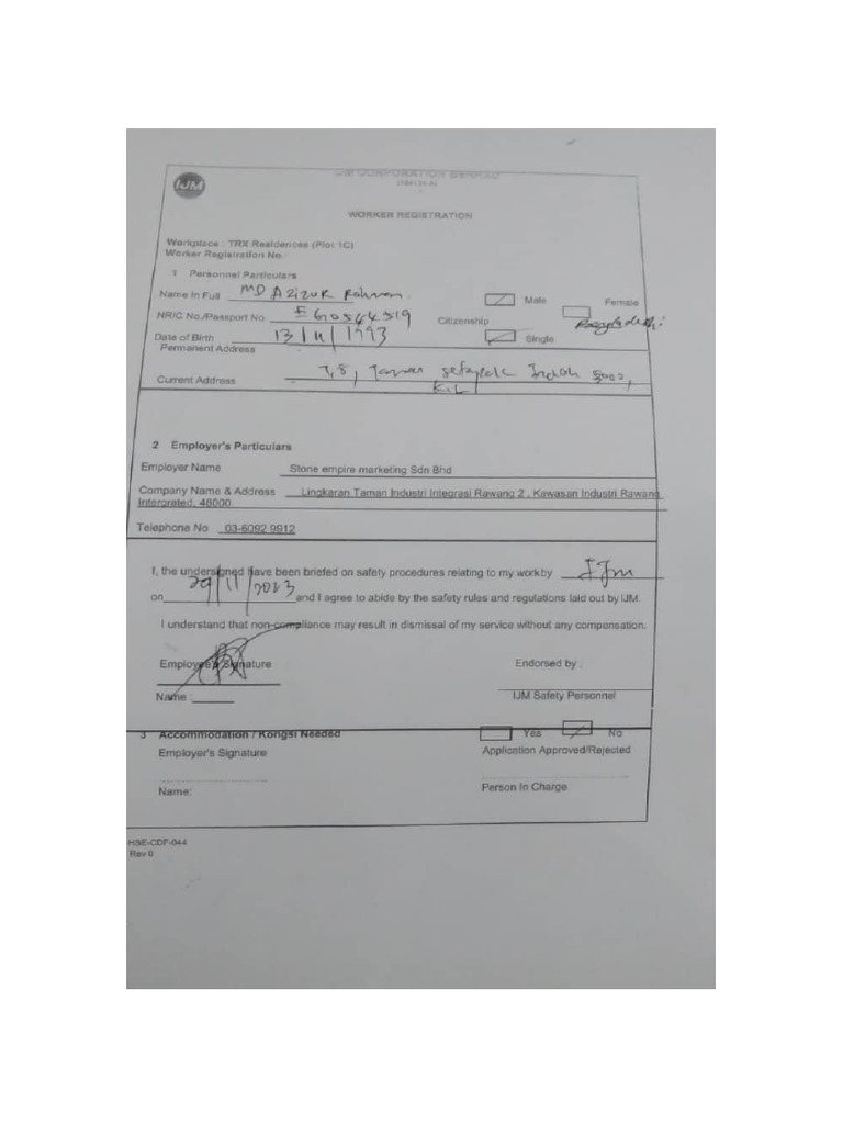 Ppe Issuance Worker Registration Induction | PDF