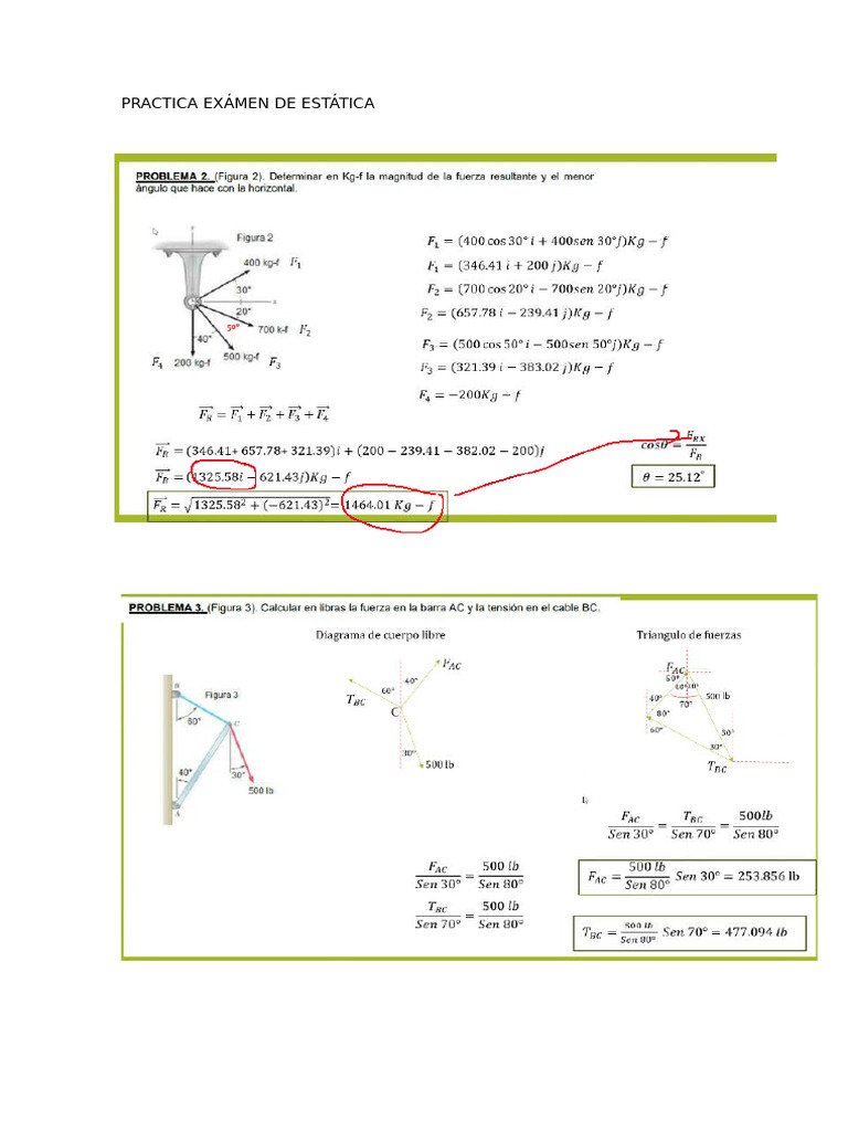 PRACTICA EXÁMEN DE ESTÁTICA Las Fijas Add | PDF