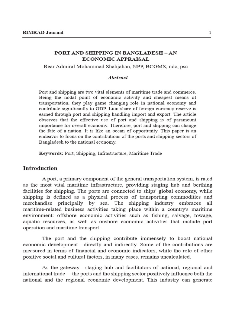 Port and Shipping in Bangladesh An Economic Appraisal | PDF | Port ...