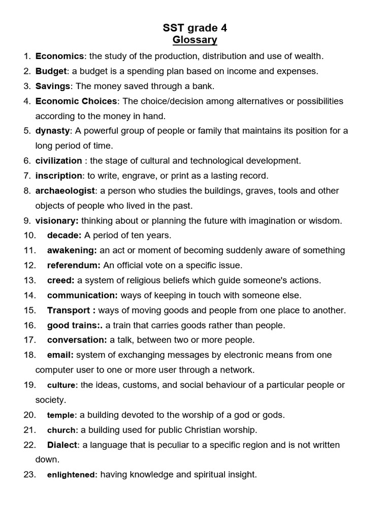 SST 4-B Glossary Answers | PDF