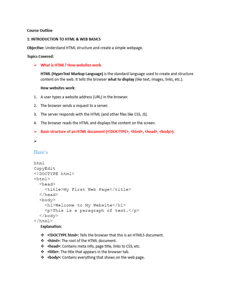 HTML Basics: Structure, Tags, and Forms | PDF | Html | Html Element