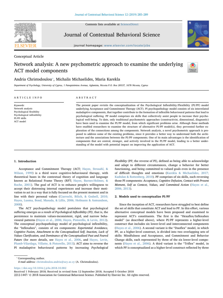 TEÓRICO - Network Analysis A New Psychometric Approach To Examine The ...