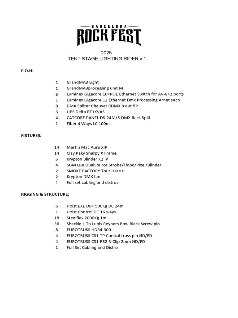 2025 TENT Stage Lighting Rider v.1 | PDF