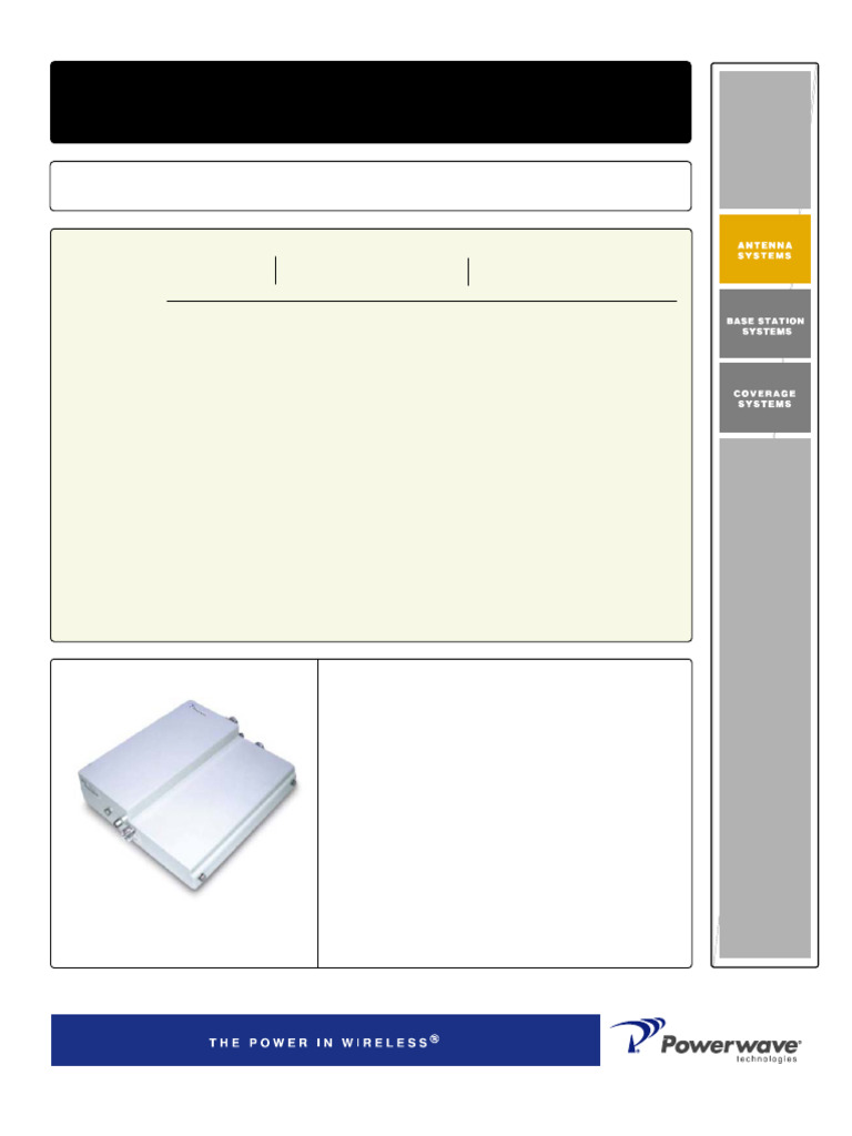 Powerwave ALD DualBandTMA LGP172nn | PDF | Electronics | Telecommunications