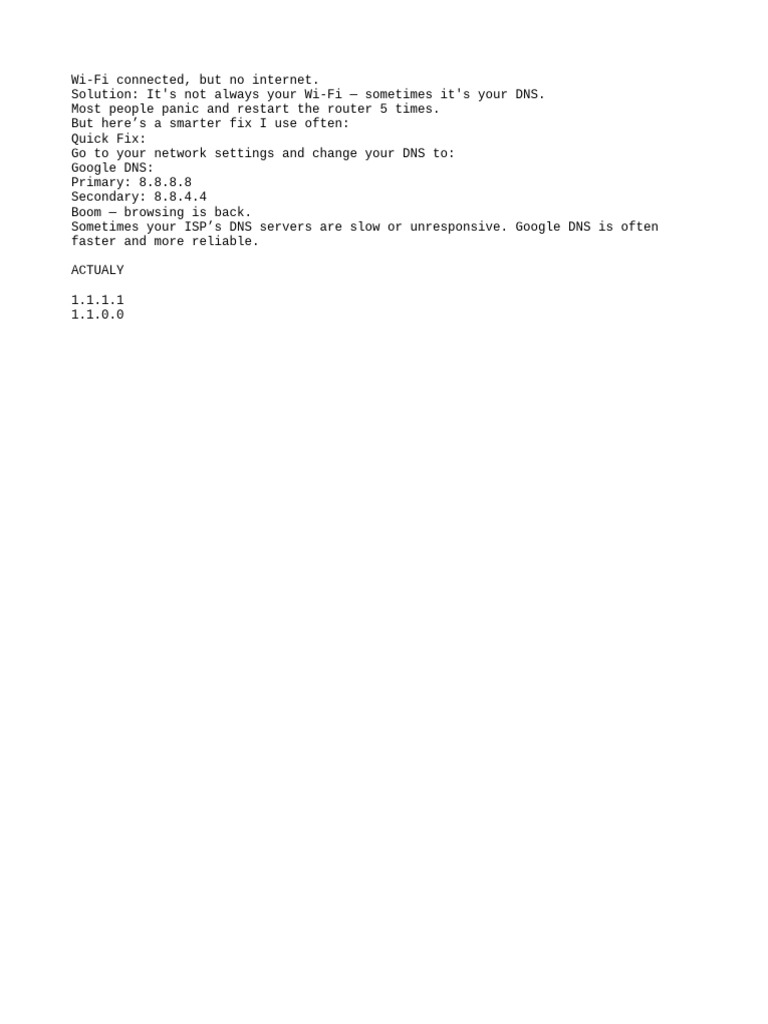 Wi-Fi Connected, But No Internet | PDF