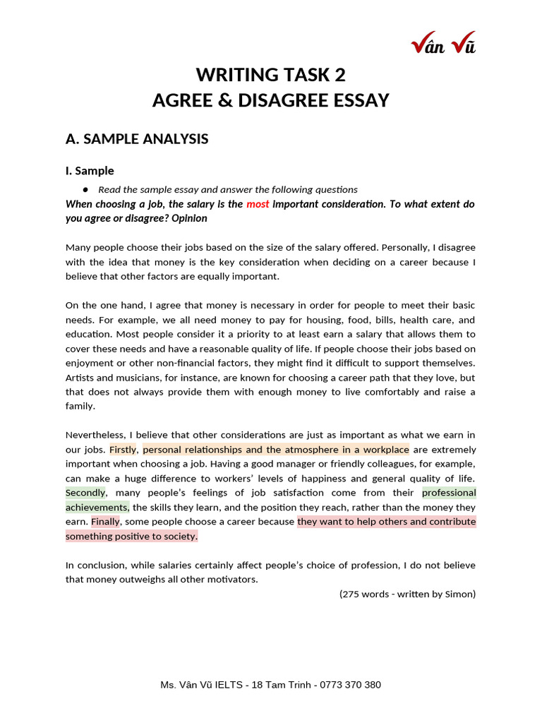 Task 2. Agree & Disagree Essay | PDF | Essays | Reason