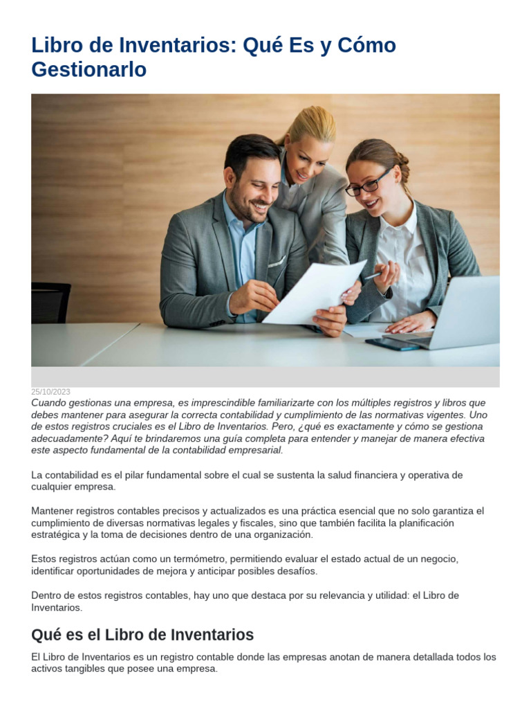 Libro de Inventarios | PDF | Contabilidad | Business