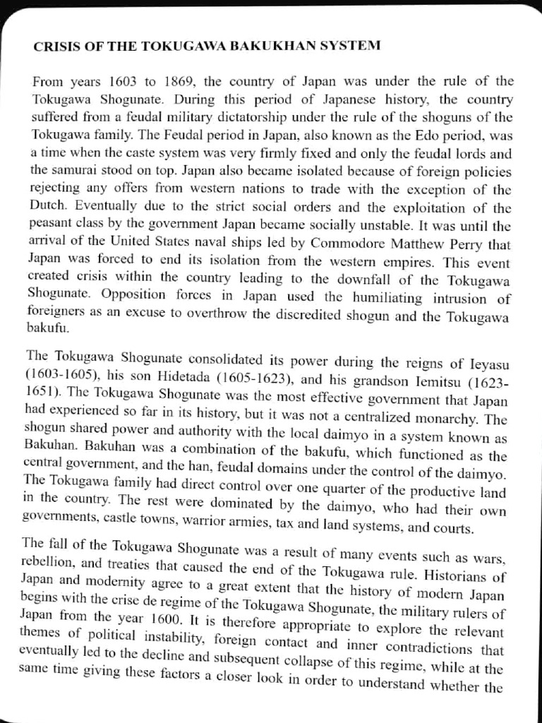 Crisis of Tokugawa System | PDF | Shogun | Feudal Japan