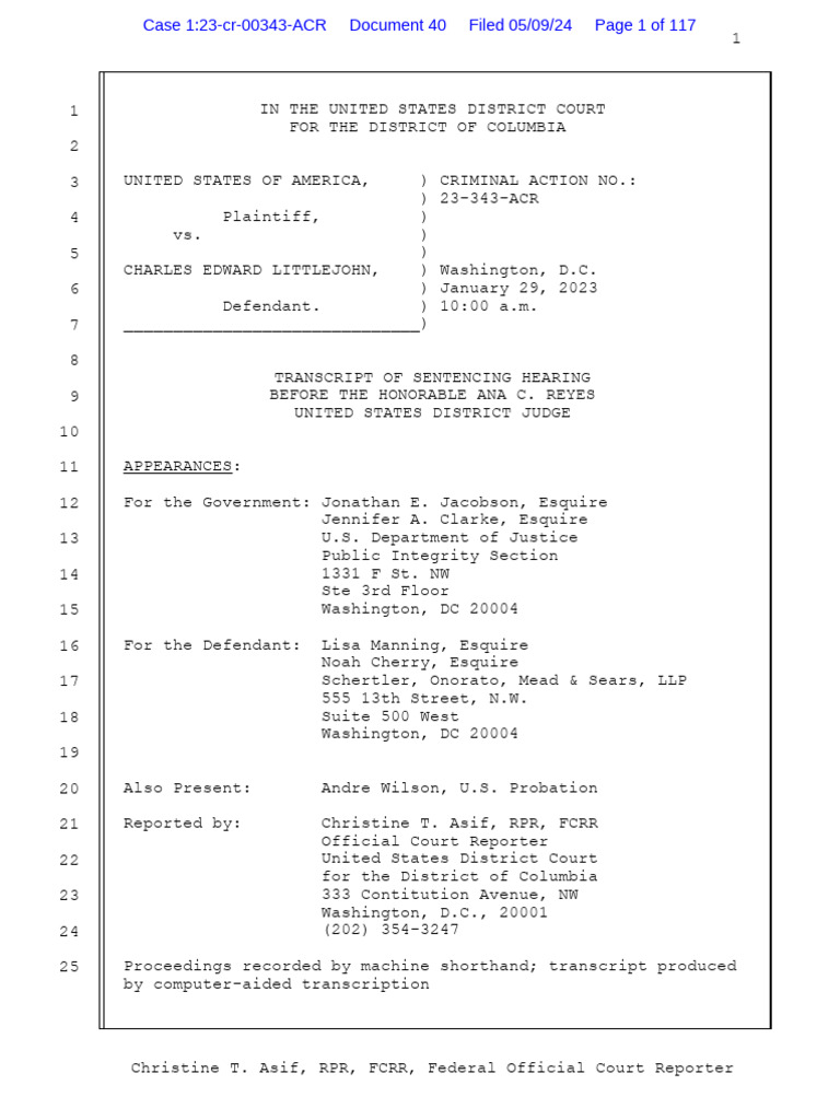 Littlejohn Transcript 1 | PDF | United States Federal Sentencing ...