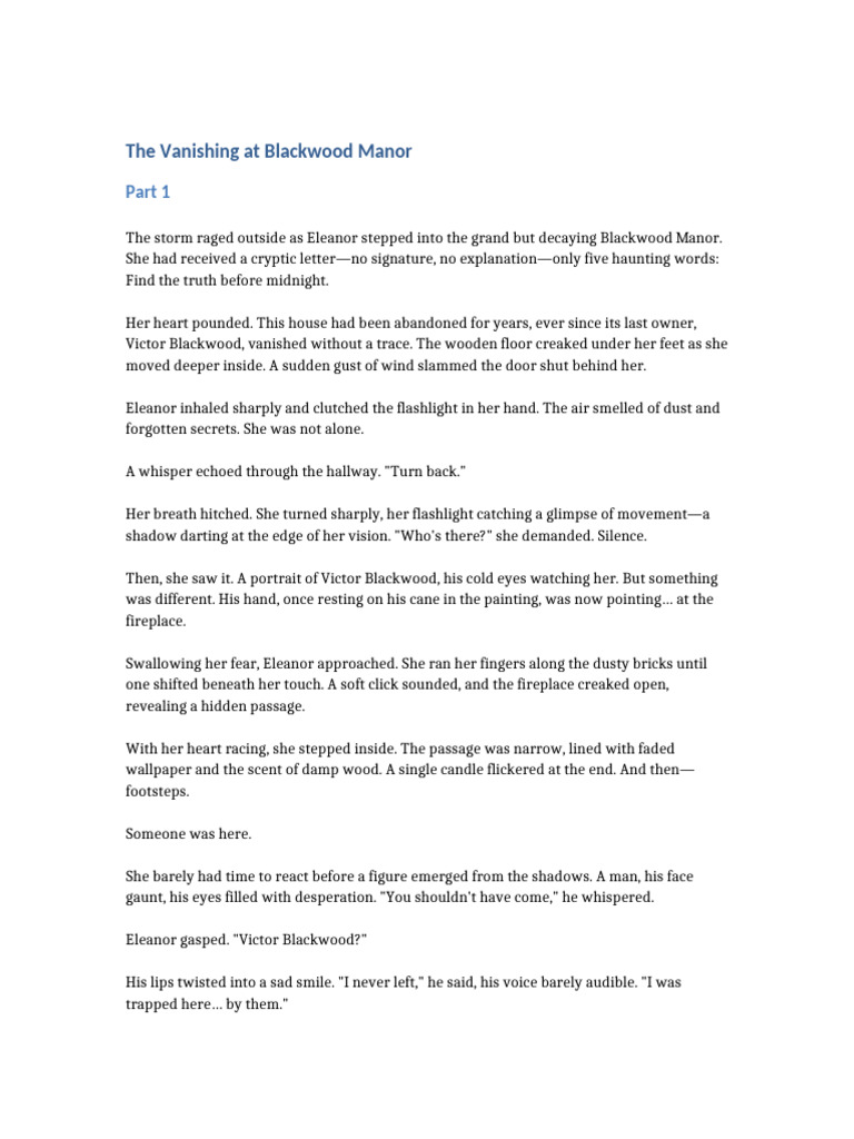 The Vanishing at Blackwood Manor | PDF