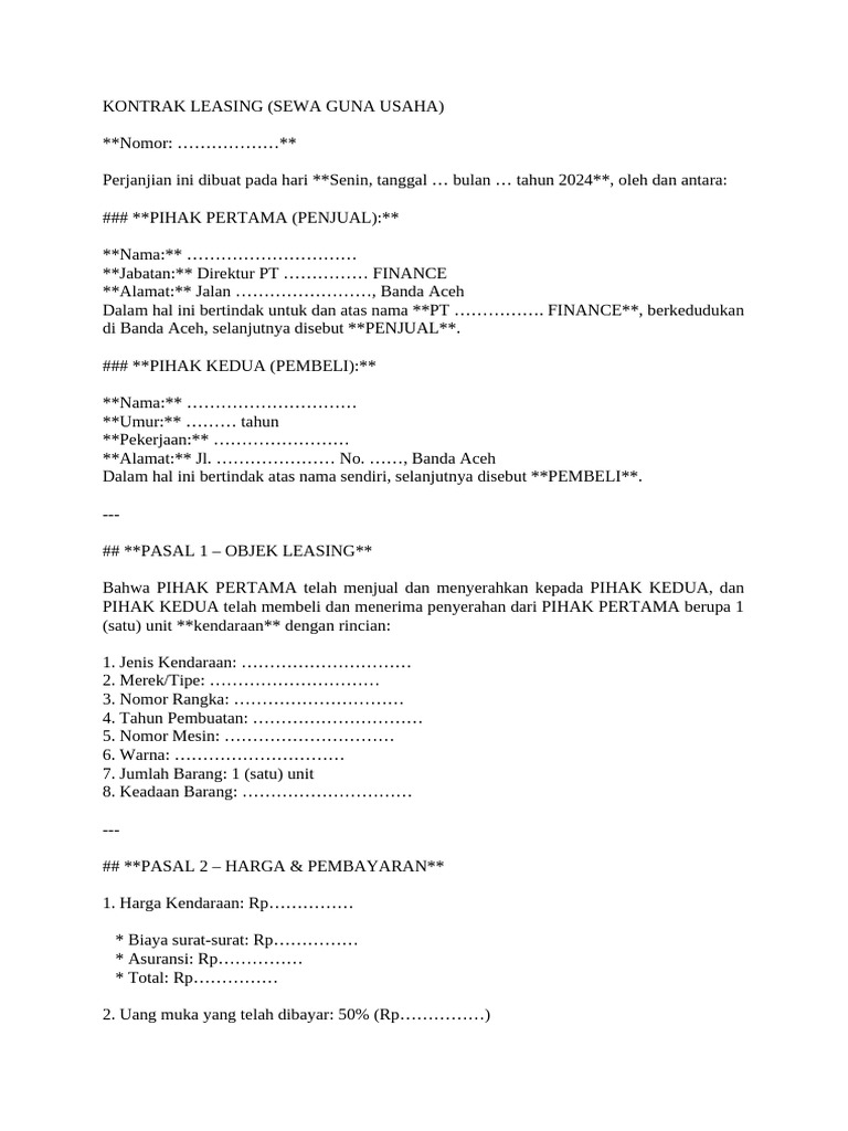 Kontrak Leasing | PDF