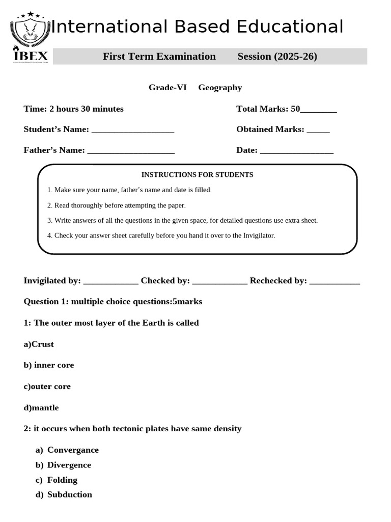 Geo Grade VI Crimson | PDF | Plate Tectonics | Rock (Geology)